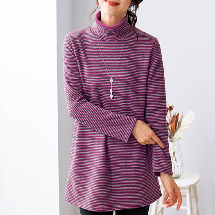 裏シャギーチュニック（ボーダー）-ことせ(ことせ通販)