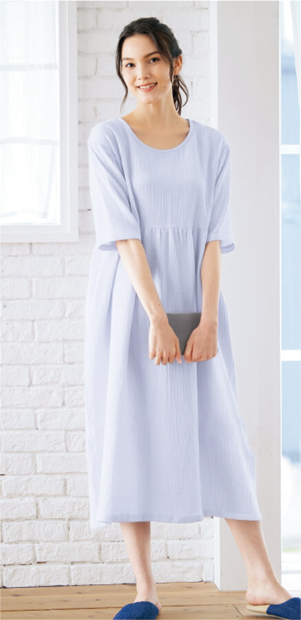 綿100％ワッシャーガーゼワンピース-ことせ(ことせ通販)