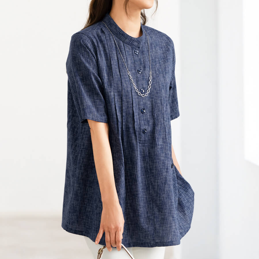 かすり調半開チュニック2枚組-ことせ(ことせ通販)